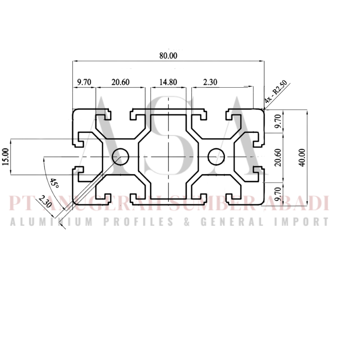 Aluminium Profile 4080 [BLACK] - PT. Anugerah Sumber Abadi
